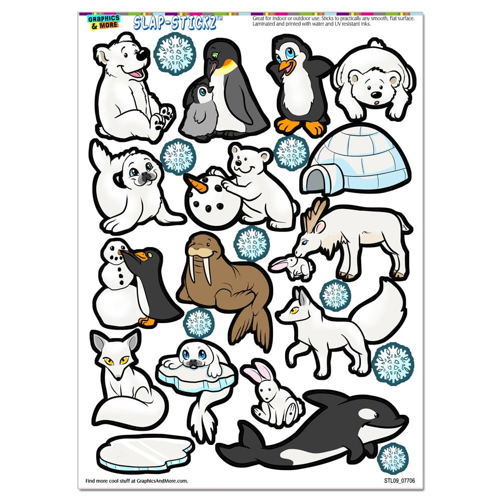 Arctic Animals - Snow Winter Christmas Cute Seal Polar Bear Penguin ...