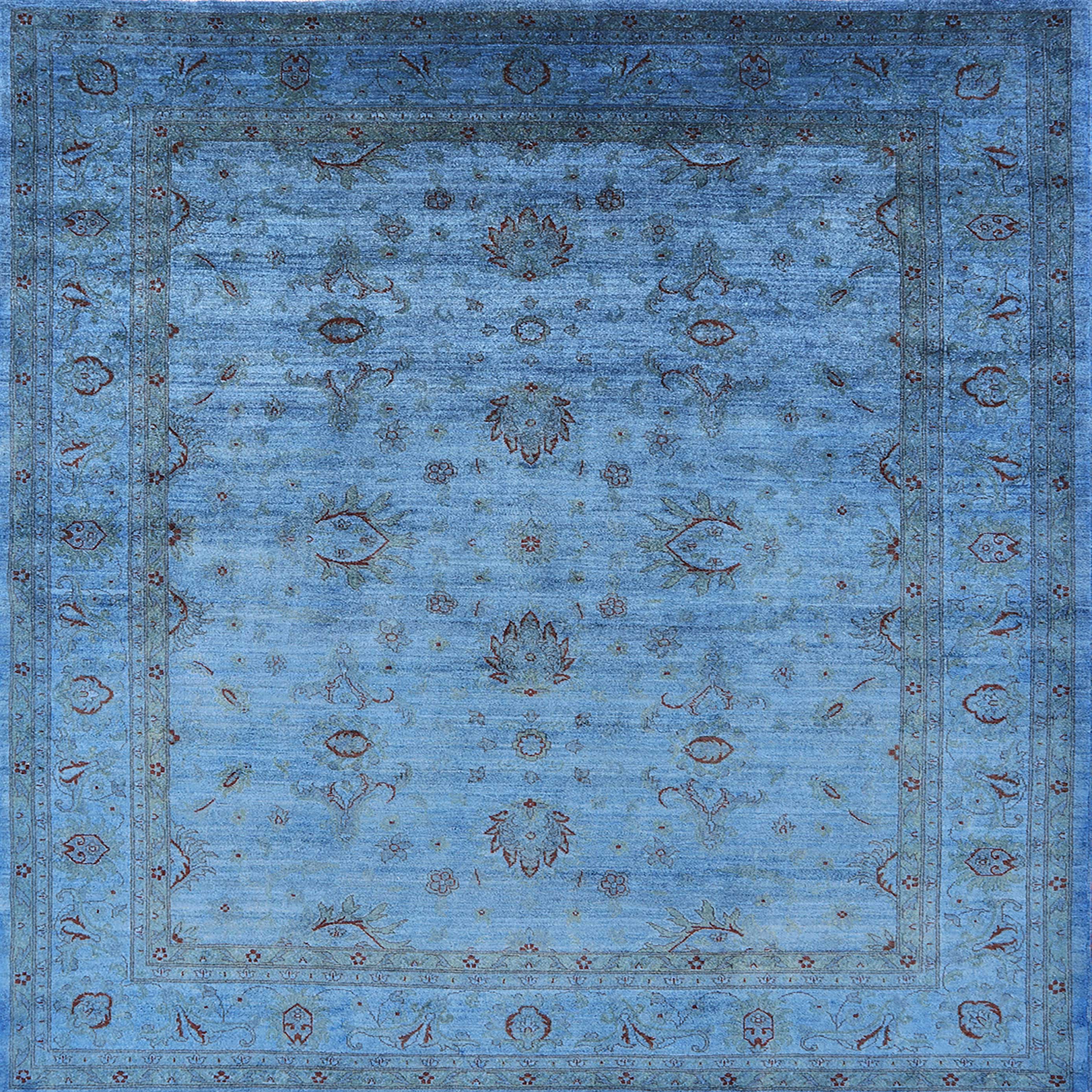 Ahgly Company Indoor Square Mid-Century Modern Blue Oriental Area Rugs ...