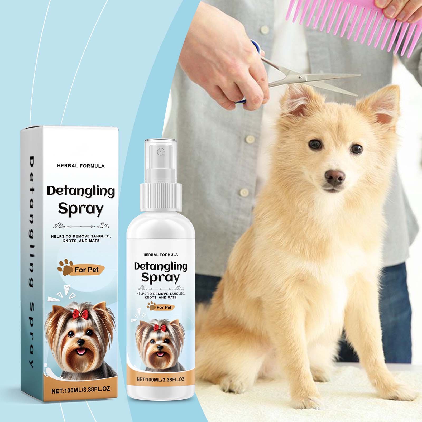 Hhsfeifuuu Pet Supplies Dog Spray Easy To Use Conditioner Sensitive Skin Friendly Leave In Conditioner Detangler Spray 100ml For Grooming Solutions 10