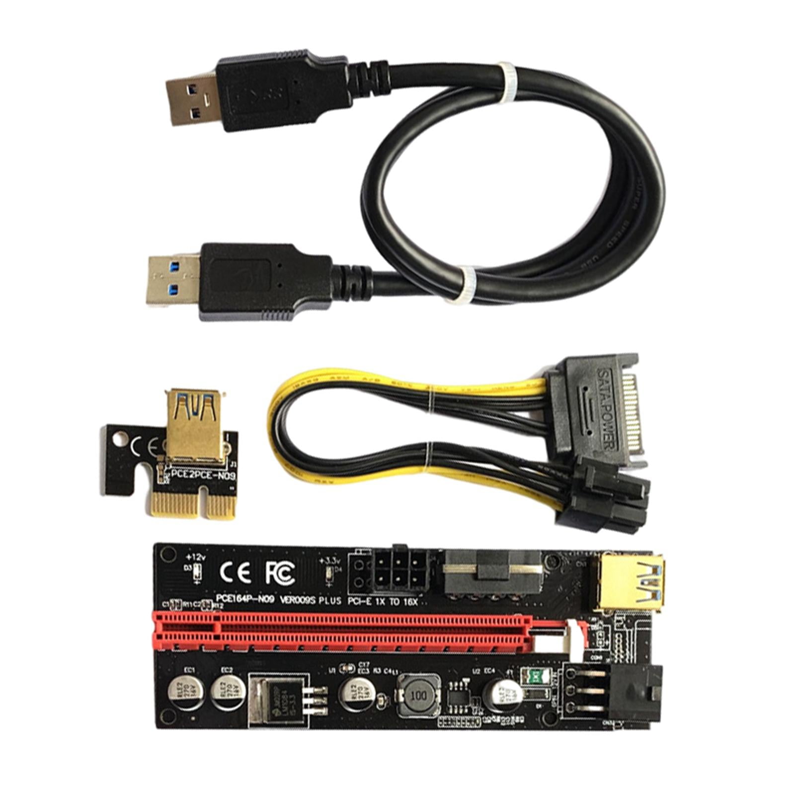 Adaptador PCIe Riser Extensor Minería 1X-16x Extensor GPU Riser USB 3.0 ...