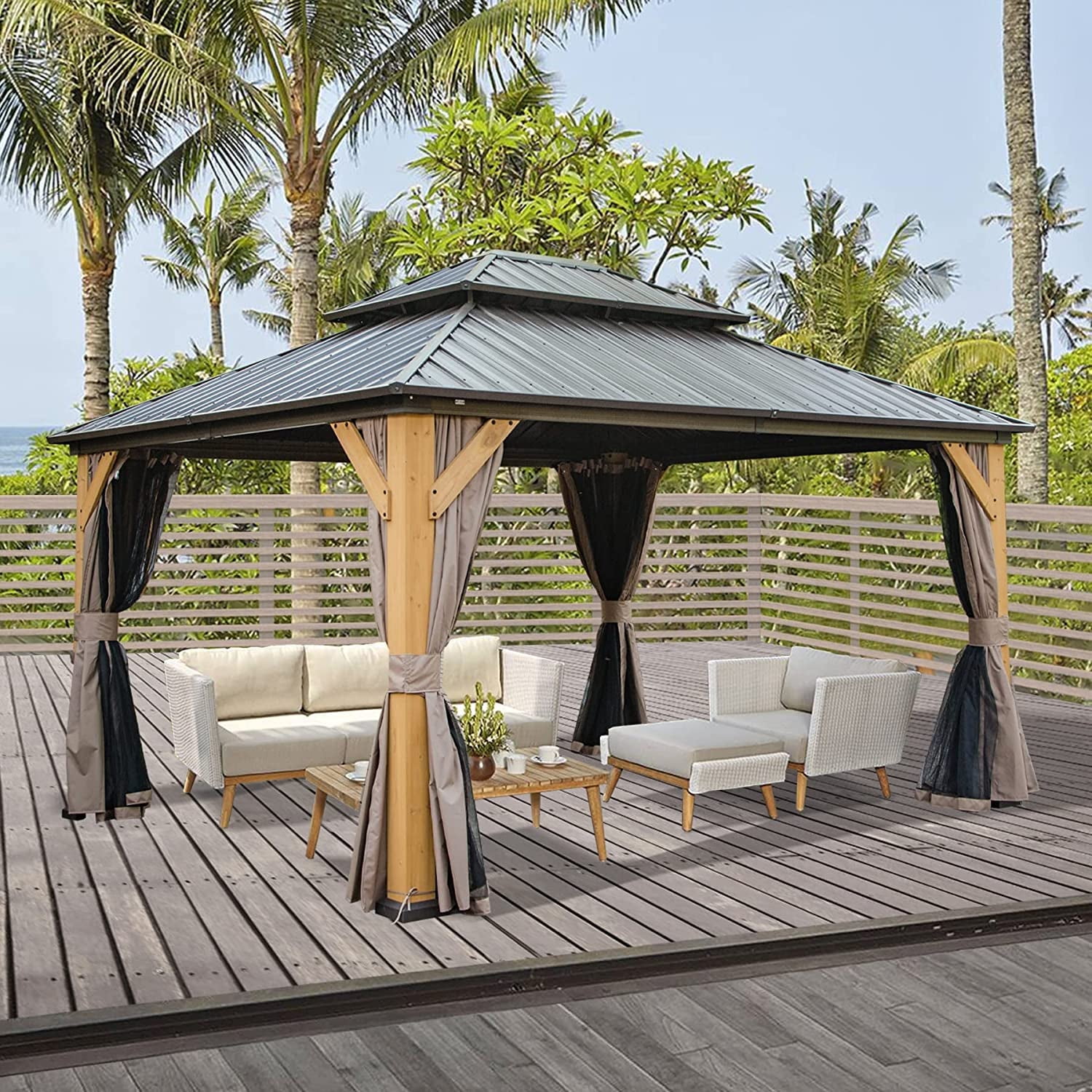 Click here for Domi Outdoor Living 12x14 Cedar Frame Wood Gazebo... prices