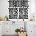 Bohemian Daisy Kitchen Curtains Valance and Tier Set Mosaic Flower ...