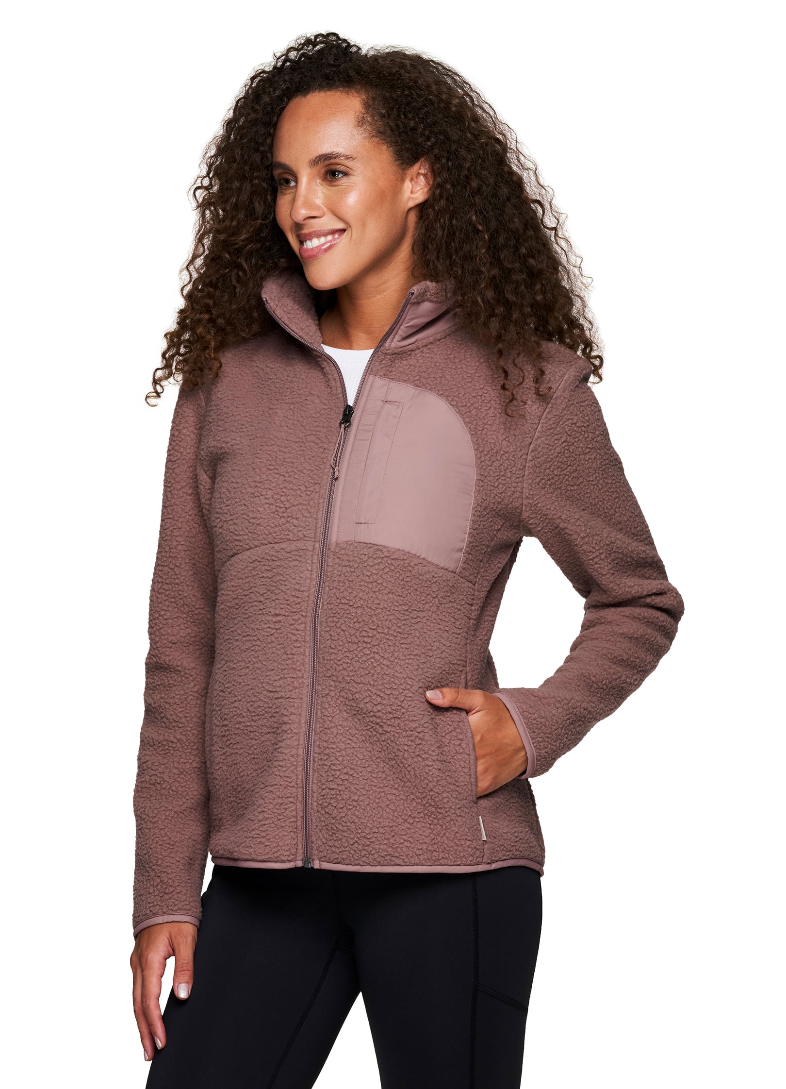 Avalanche Women's Soft Sherpa Fleece Zip Up Jacket With Zipper Pocket ...