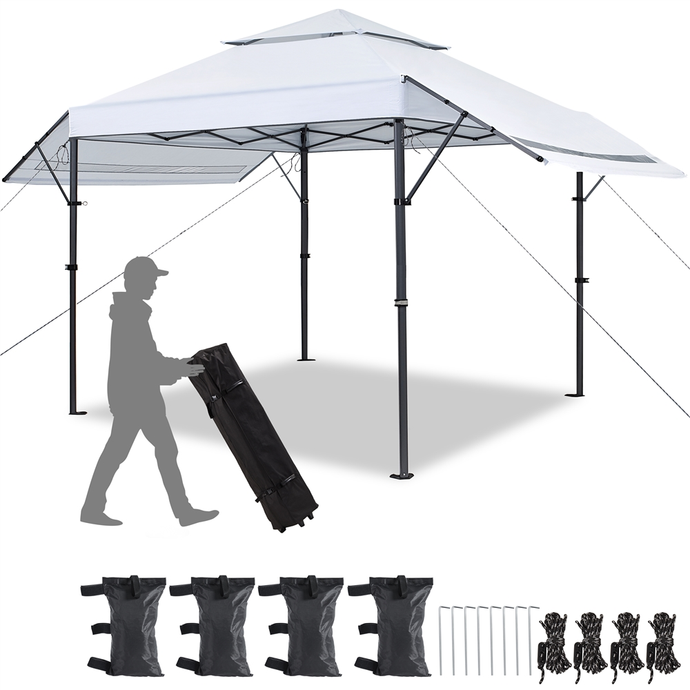 Yaheetech 10x17ft 2-tiered Pop-up Gazebo Canopy with Tilt Angle ...
