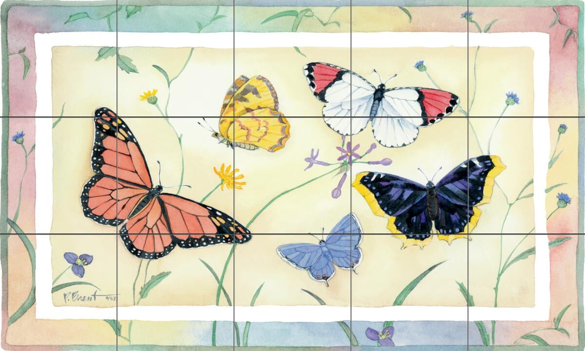 Tile Mural Kitchen Backsplash - American Butterflies 1 - by Paul Brent ...