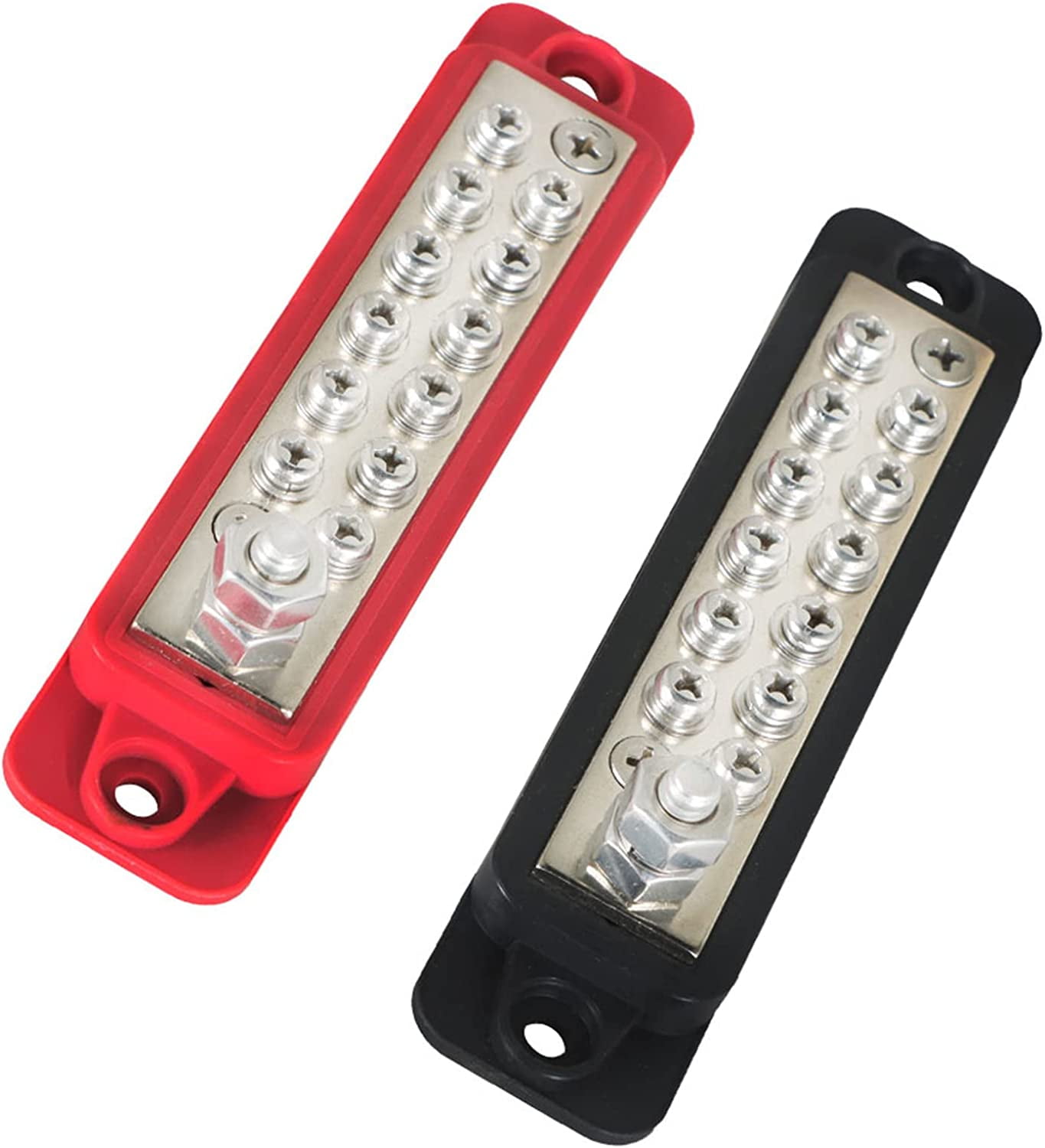 EPOTOOR Distribution Block 180A 12V DC Pair Black & Red 12 Point Busbar Bus Bar Power - Walmart.com