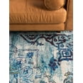 Rugs.com Fleur Collection Rug – 6' Round Blue Medium-Pile Rug Perfect ...