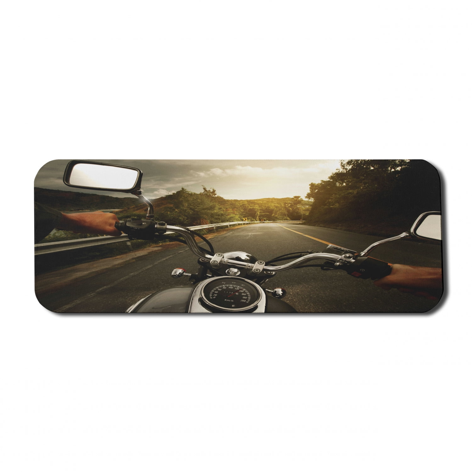Adventure Computer Mouse Pad, Rider Driving a Chopper on Asphalt Road ...