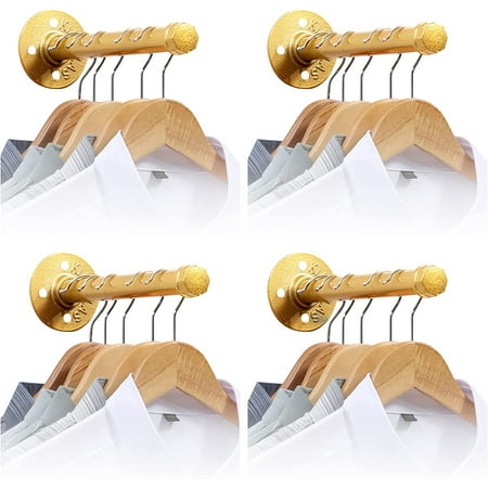 12 Inch Gold Pipe Shelf Brackets, Industrial Pipe Clothing Rack, Heavy ...