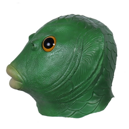 Green mouth fish latex mask, Halloween costume party animal headwear ...