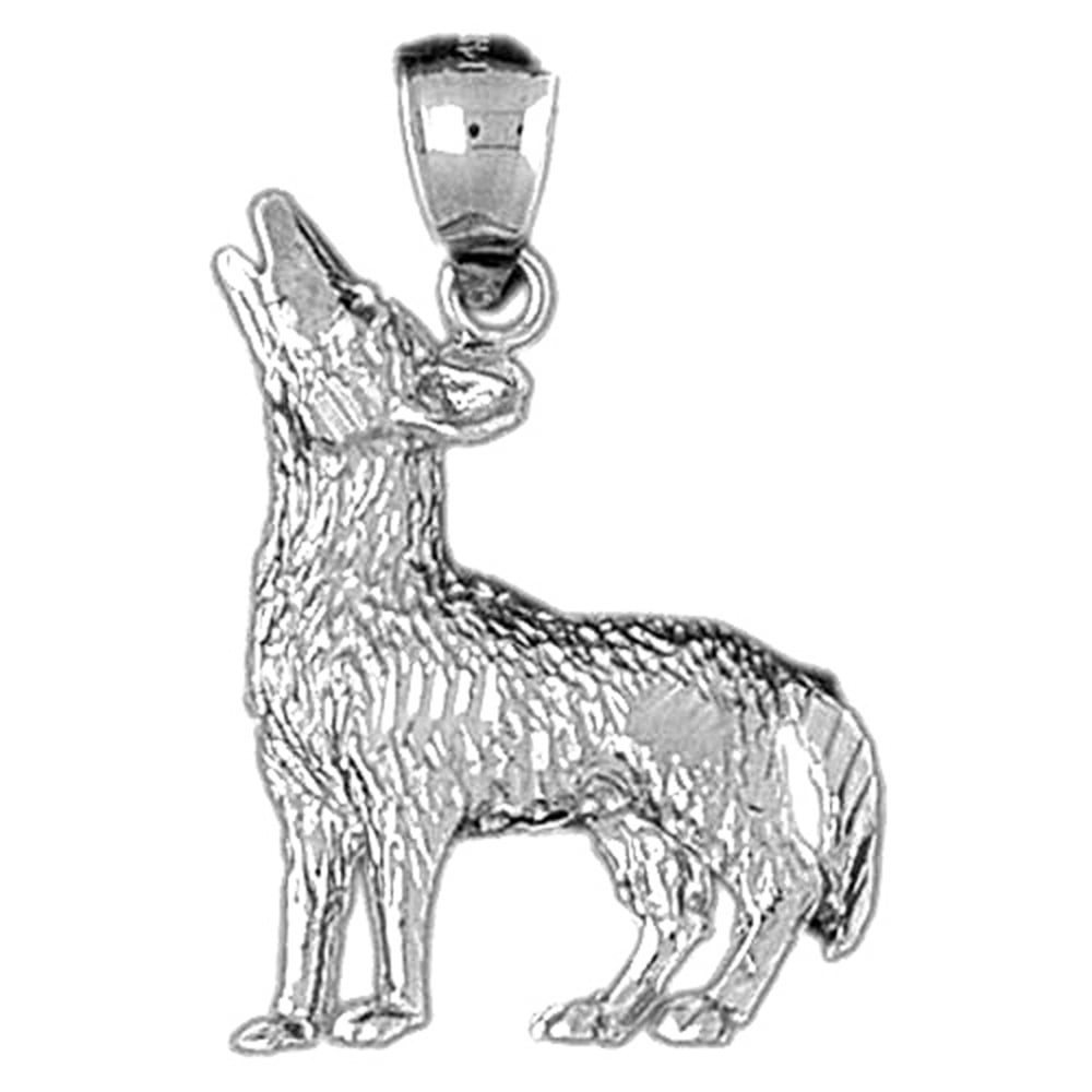 14K White Gold Coyote Pendant - 32 mm - Walmart.com