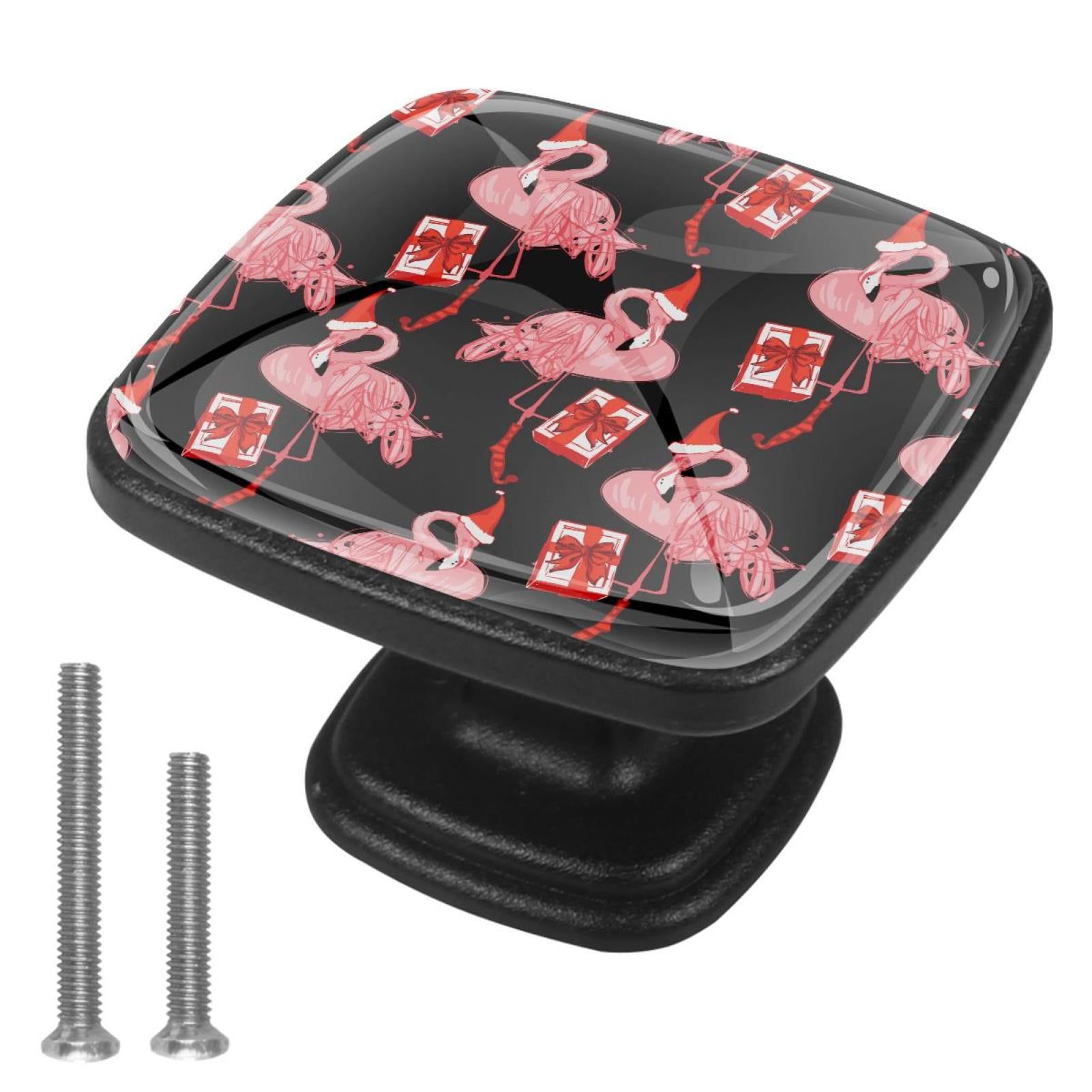 4 Pcs Cabinet Handle Drawer Pulls Flamingo Knobs with Screws Square ...