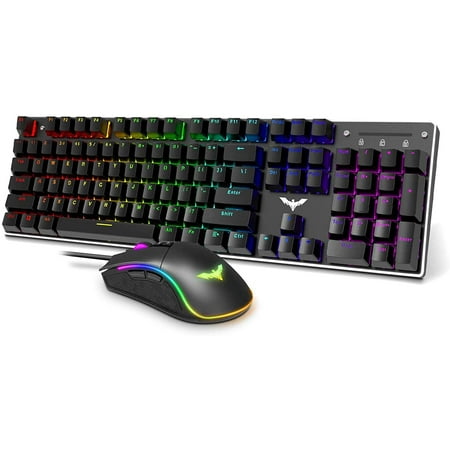 Wired Mechanical Keyboard and Mouse Combo Gaming Keyboard 104 Keys ...