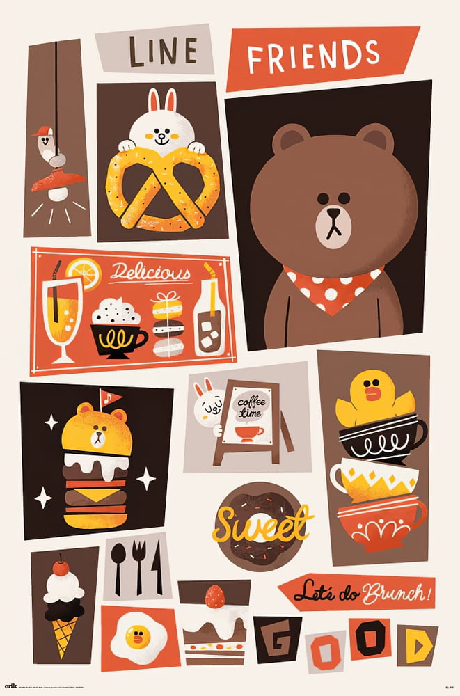 Line Friends - Poster (Let's Do Brunch) (Clear Poster Hanger) - Walmart.com