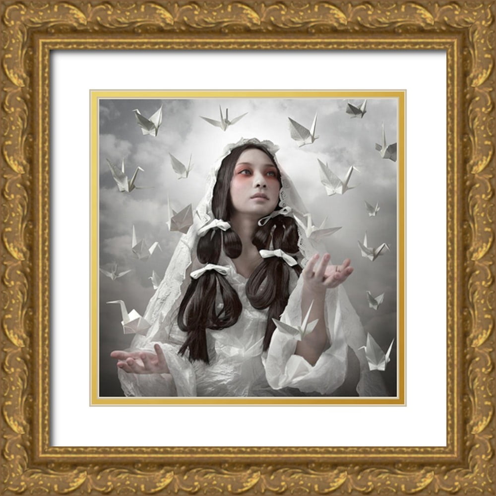 Murakami, Kiyo 20x20 Gold Ornate Wood Framed with Double Matting Museum ...