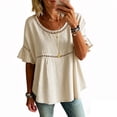 Blczomt Plus Size Blouses for Women Trendy Beige 2026 Tops Short Sleeve ...