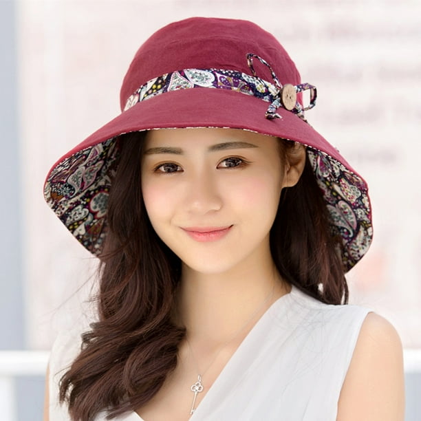 Travelwant Womens Foldable Floppy Reversible Travel Beach Sun Visor
