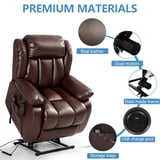 Real Leather Dual Motor Power Lift Recliner Chair with Massage, Heating ...