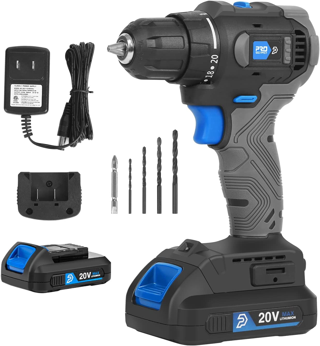 20V Brushless Electric Drill, 45NM Outdoor Cordless Power Tool, Home ...