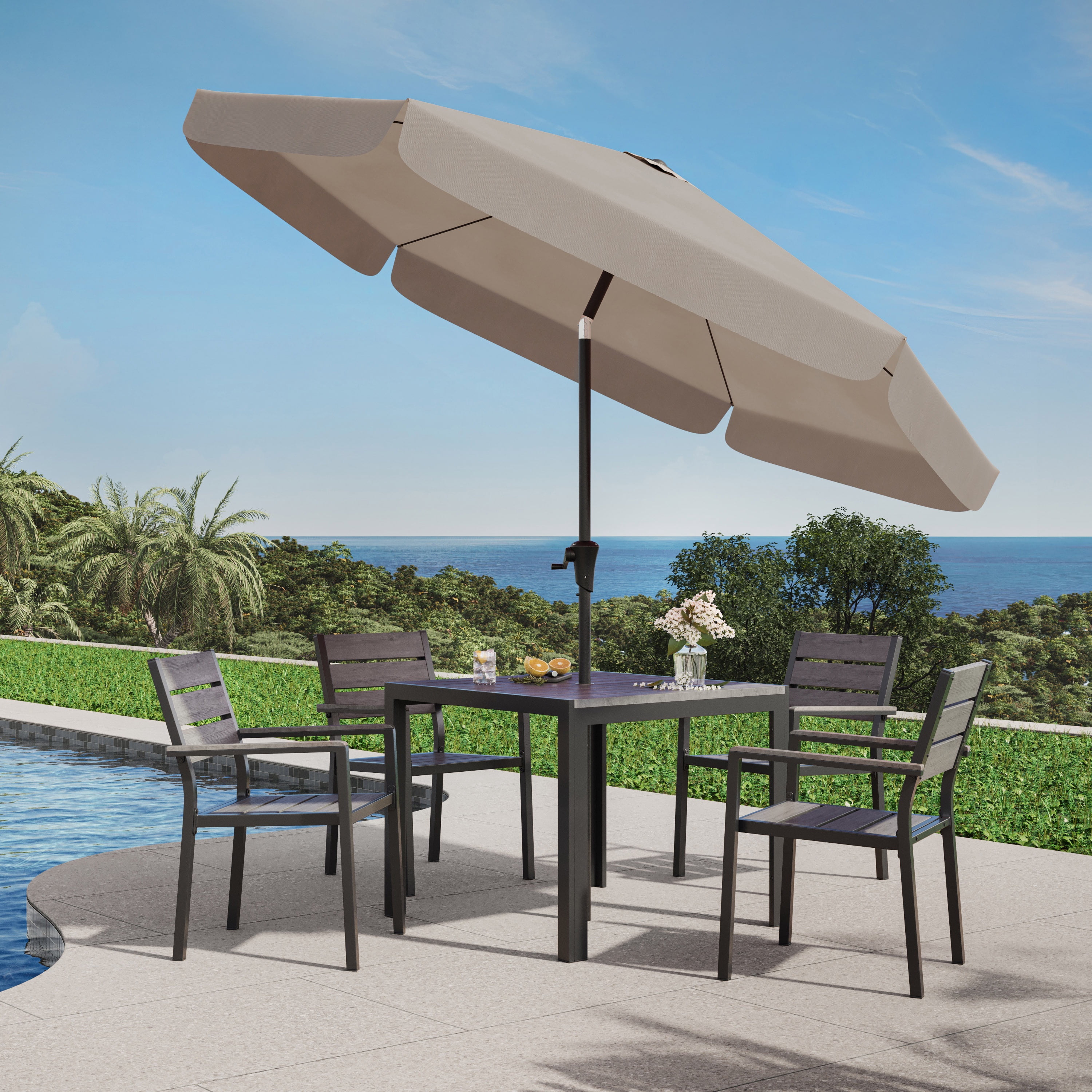 Parasol de terrasse rond inclinable CorLiving de 3 m (10 pi) avec ...