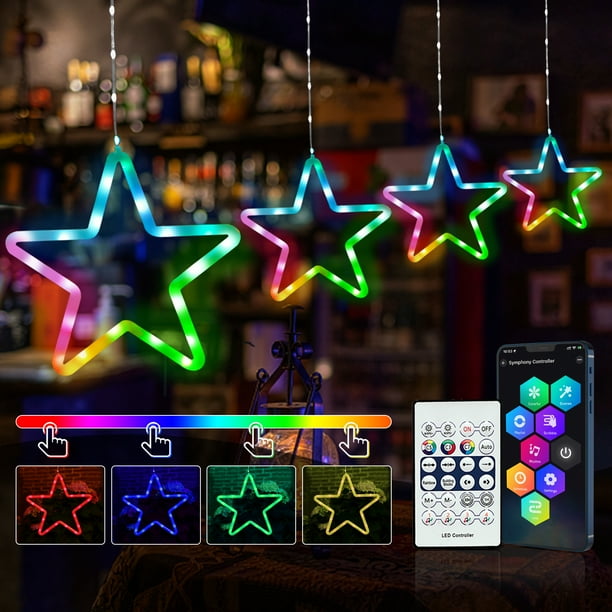 Fanshunlite Star String Light LED Twinkle Lights RGB Decorative Fairy ...