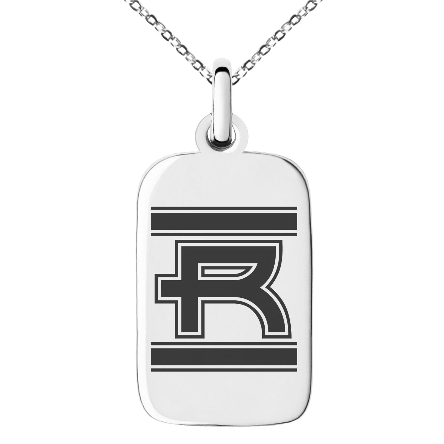 Stainless Steel Letter R Initial Empire Monogram Engraved Small ...