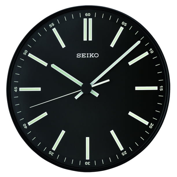 Seiko 12" Landon Round Wall Clock, Black, Quartz, Analog, QXA521JLH ...
