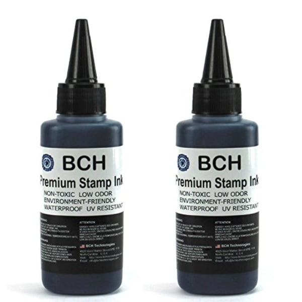 bulk 2x black stamp ink refill by bch - premium grade -2.5 oz (75 ml ...