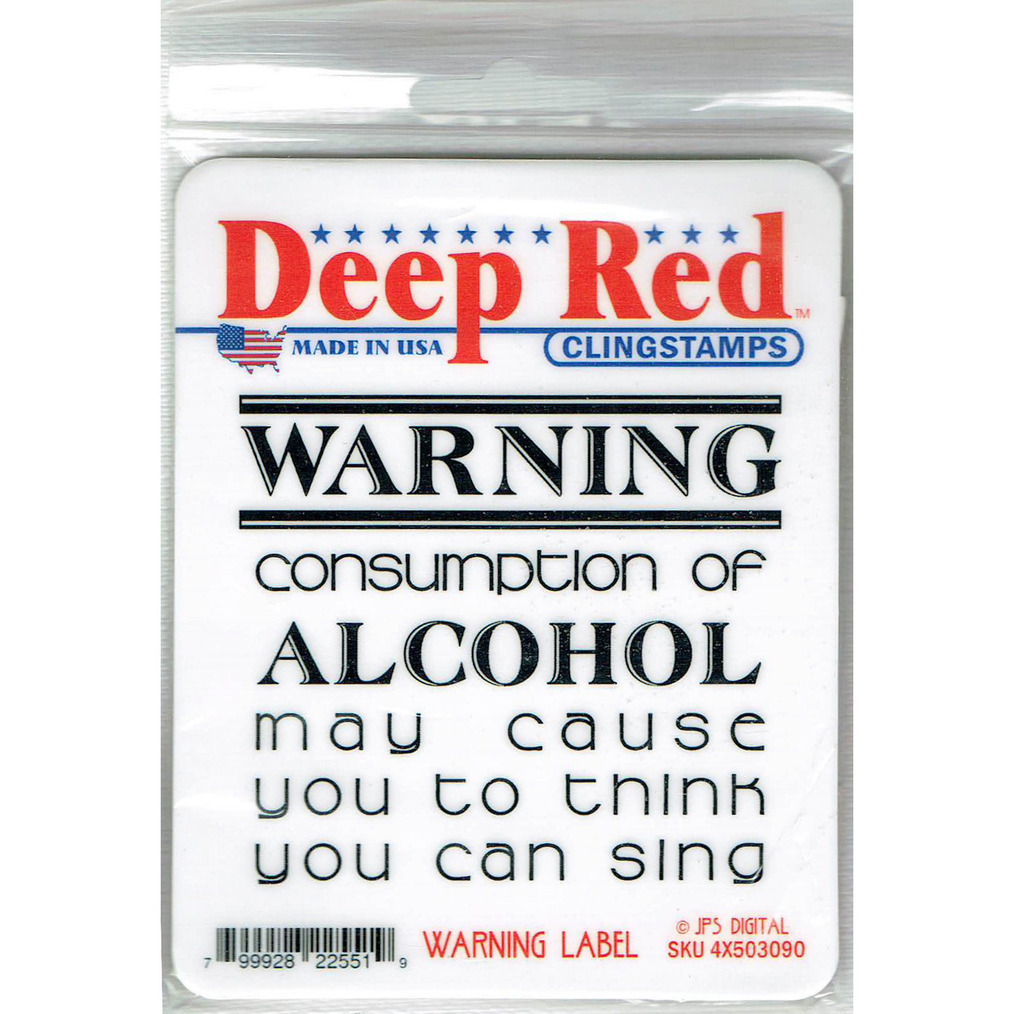 Deep Red Stamps Warning Label Rubber Cling Stamp 3.1 x 3.1 inches ...