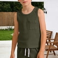 Boys Tank Tops Solid Color Sleeveless Round Neck Waffle Texture Chest ...