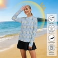 Blue Background Daisy Women UPF 50+ UV Shirts Long Sleeve with Thumb ...