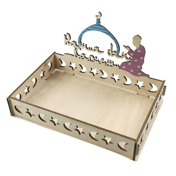 QualitChoice Serving Tray Eid Mubarak Wooden Ornaments Crafts Corban ...