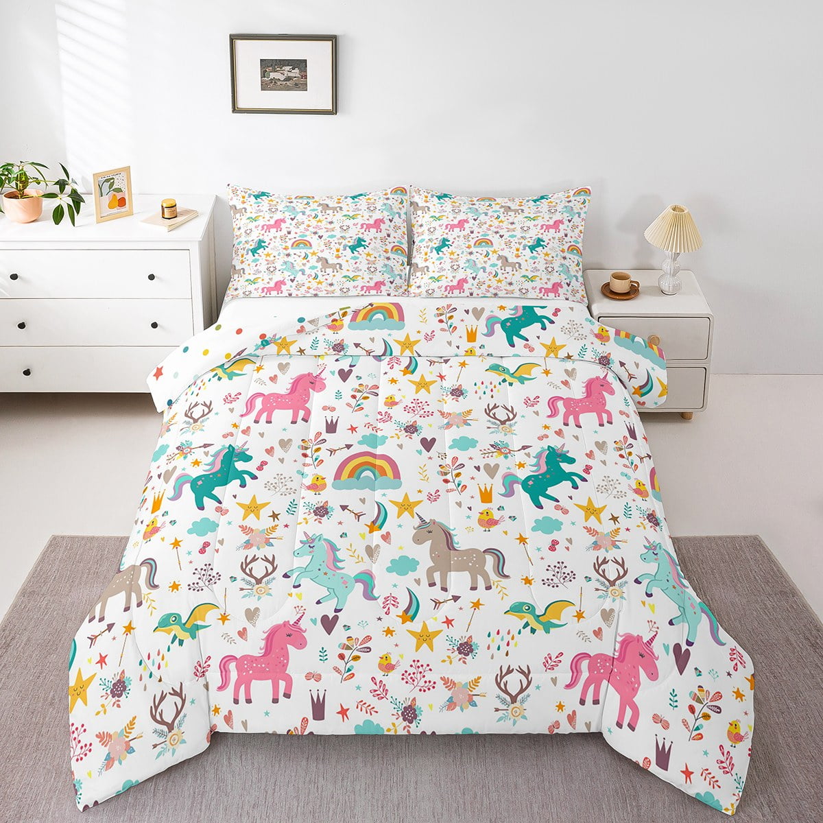 Click here for Erosebridal Kids Cartoon Unicorn Bedding Sets Quee... prices