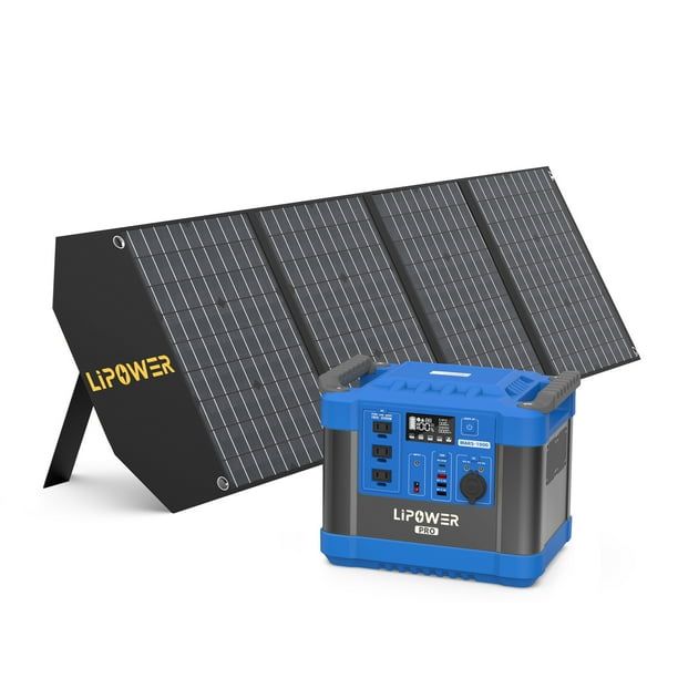 LIPOWER 1200W Portable Power Station, 1120Wh Solar Generator with Solar Panel for Camping Home ...
