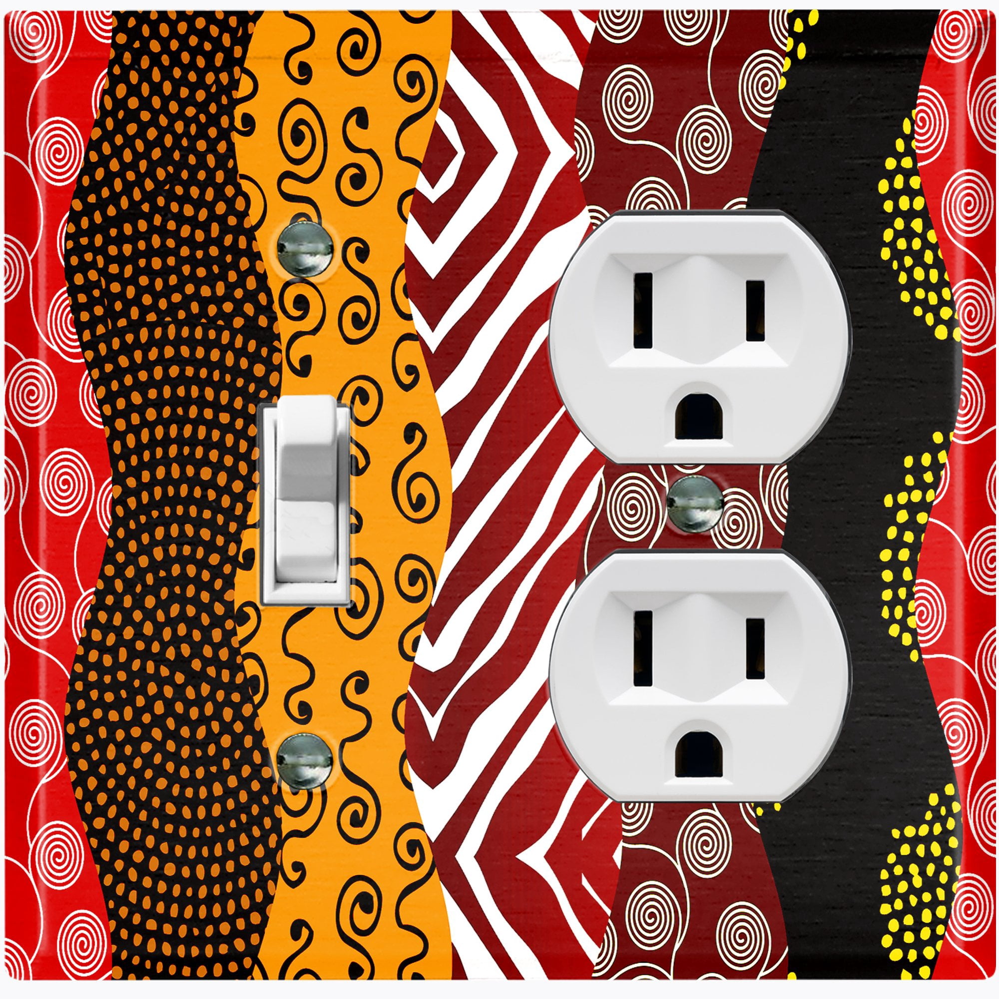 Metal Light Switch Plate Cover Colorful Safari African Tribal Art ...