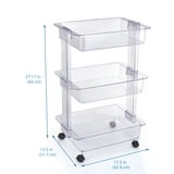 Mainstays Storage Cart, 3 Tier Clear Plastic Utility Rolling Storage ...