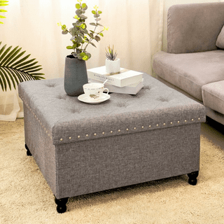 Turin Black Tufted Ottoman - Walmart.com