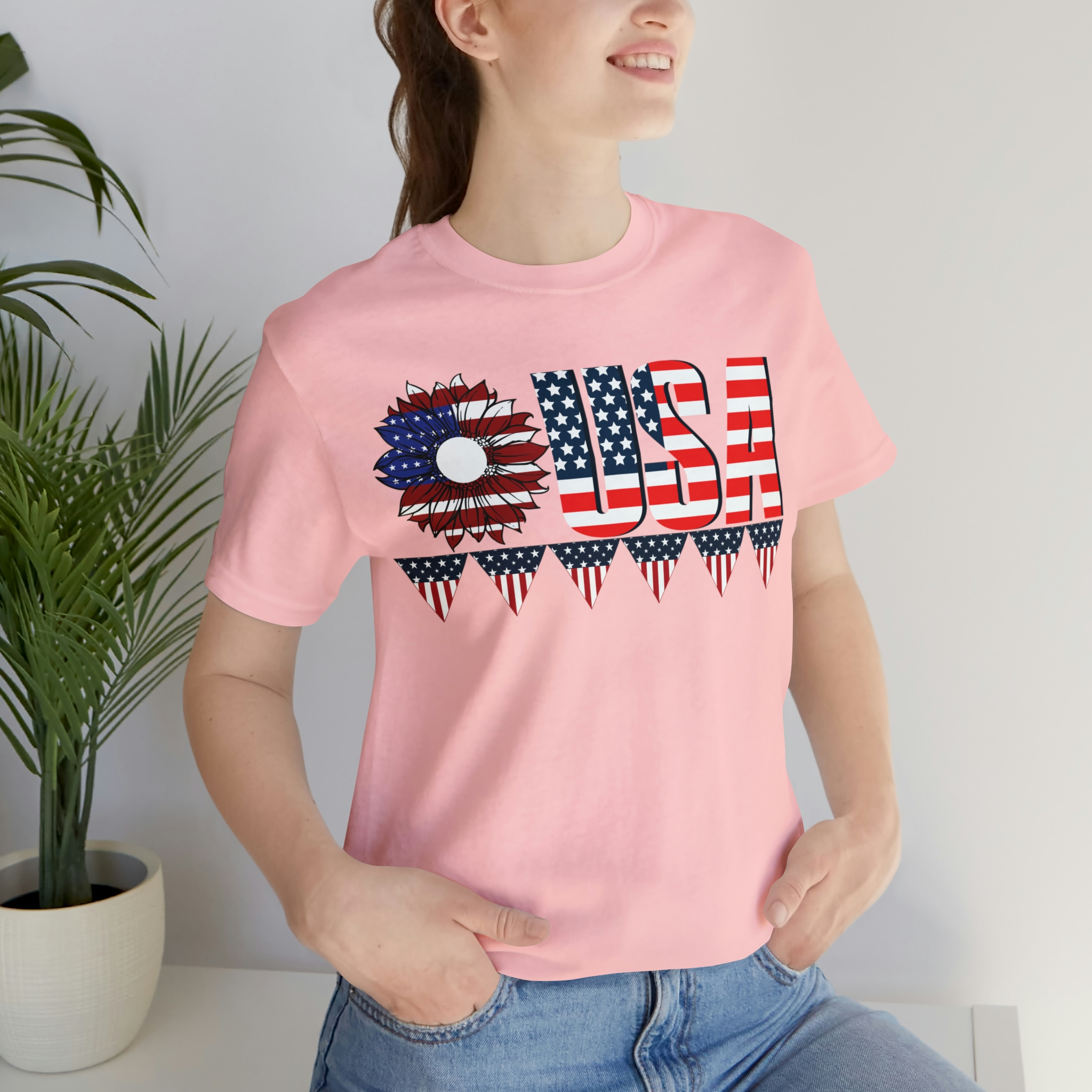 Flower USA American flag shirt, Red white and blue shirt, 4th of July ...