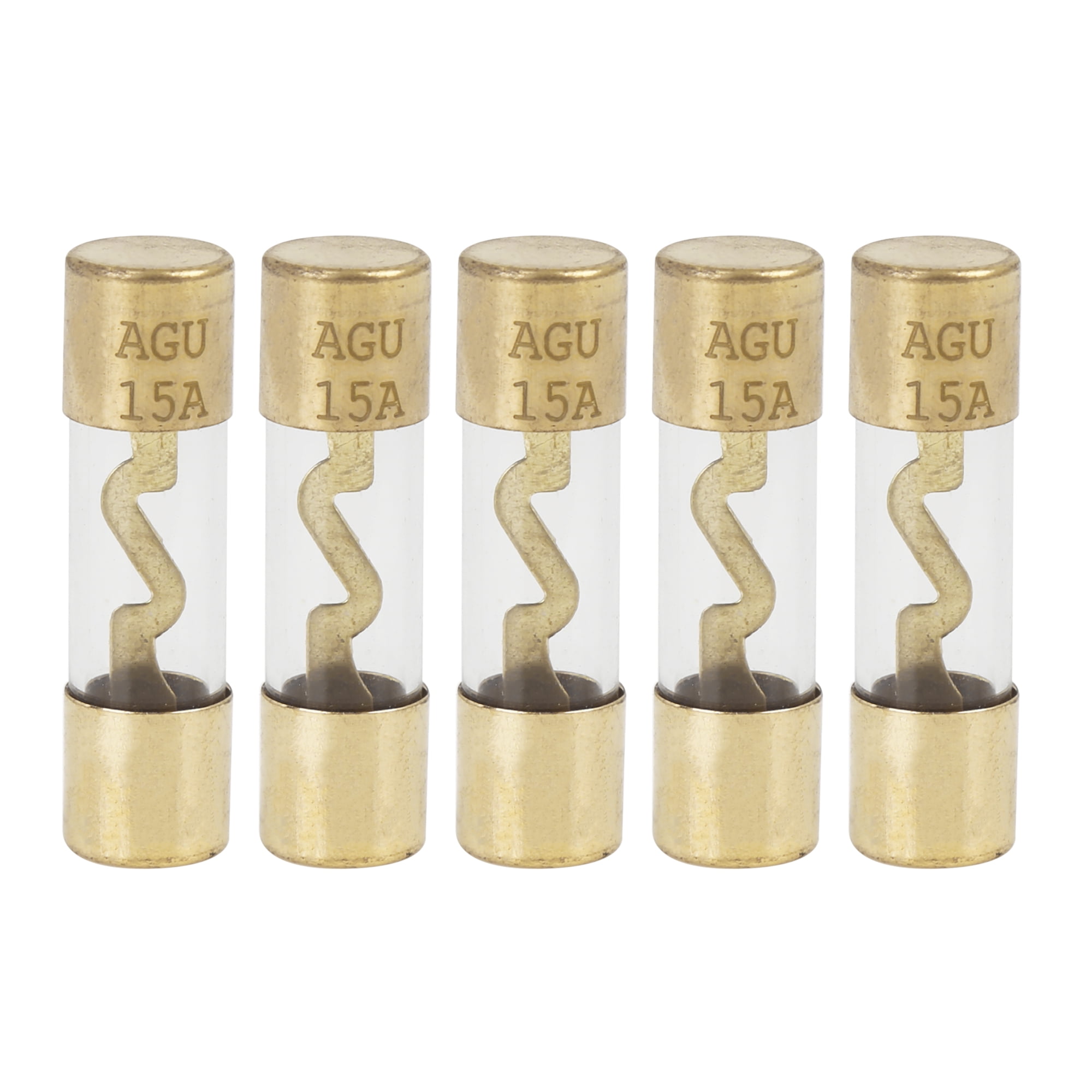 Plastic Tube Fuse 15 Amp Gold Tone Plated AGU Fuses for Car Auto 5pcs ...