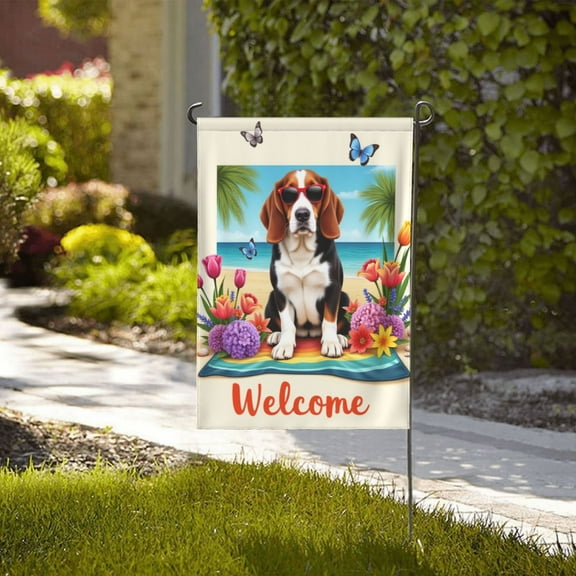 Dog Paw Heart Decorative House Flag - Welcome Guests Outdoor 28x40 Inch ...