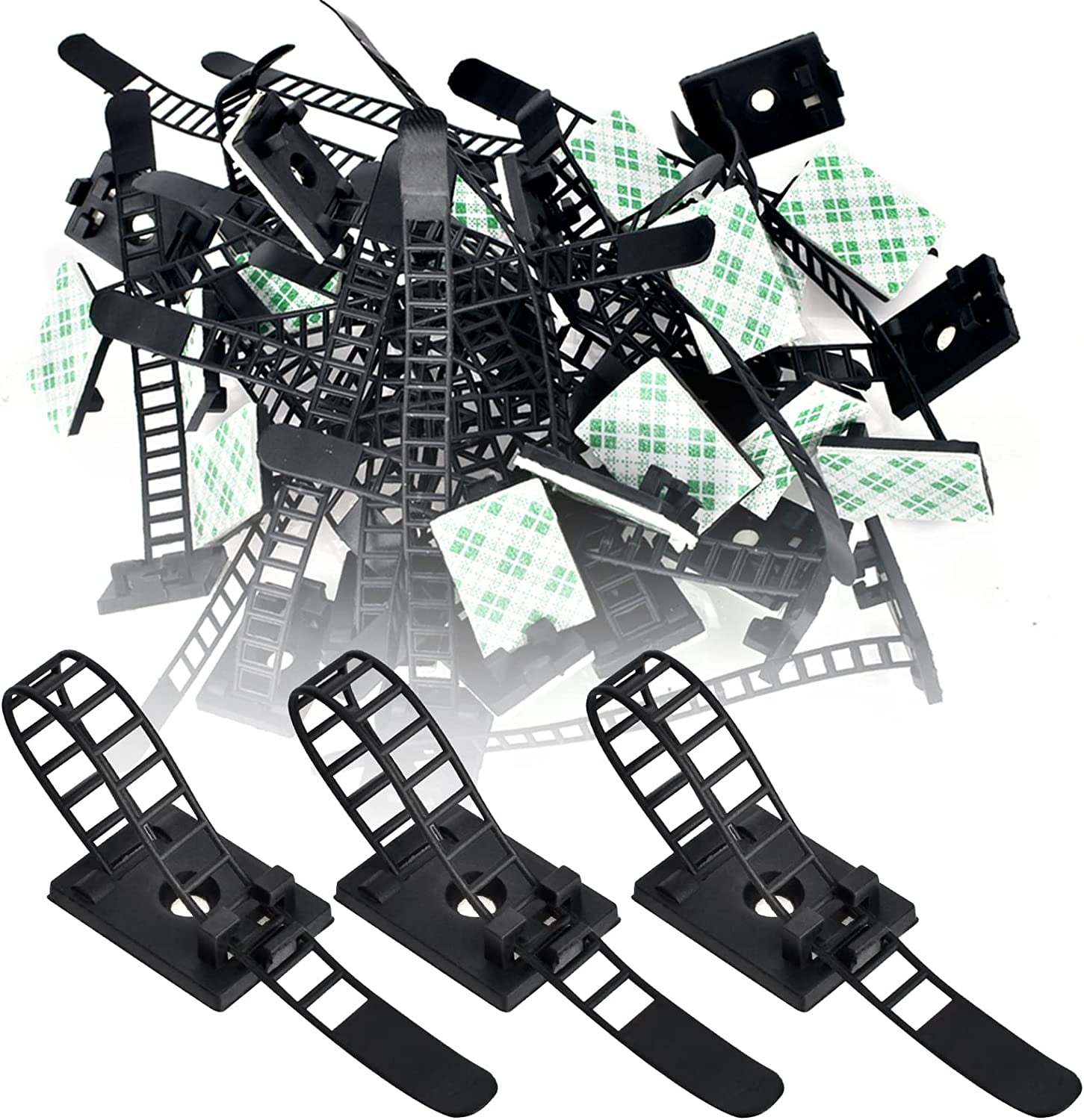 30pcs Adhesive Cable Ties Adjustable Nylon Cable Straps Cord Clips Cord ...