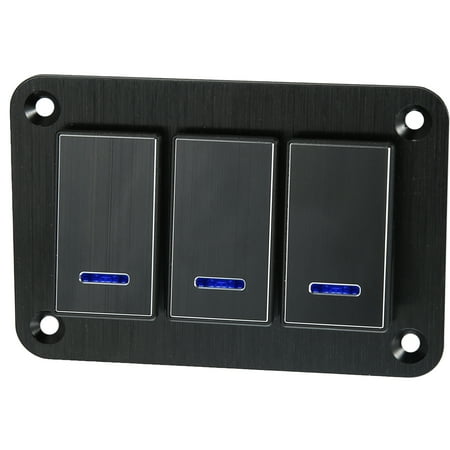 3 Gang Rocker Switch Panel 5 Pin Pre-Wired Toggle Switch Aluminum Alloy ...