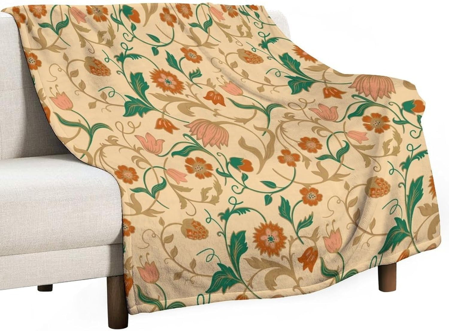 Mantas de franela botánicas vintage, manta de cama con diseño floral ...