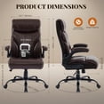 Coffee Brown 500LBS Big Tall Leather Office Chair, Adjustable Ergonomic ...