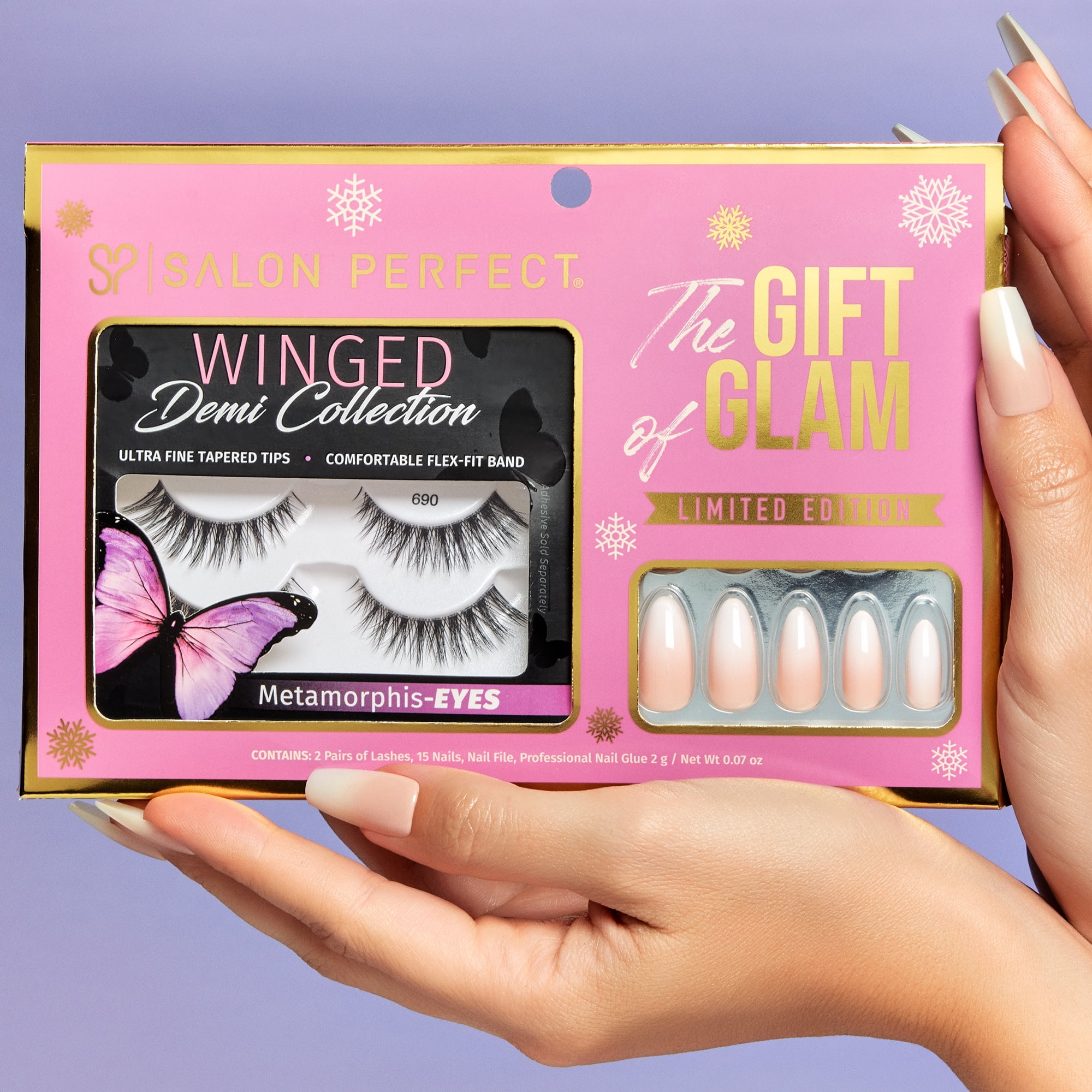 Salon Perfect Glam Lash & Nail Set, 690 Lash & Modern French Nail Set ...