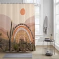 Abstracts Cacti Shower Curtain for Bathroom, Sunset Mountain Deserts ...