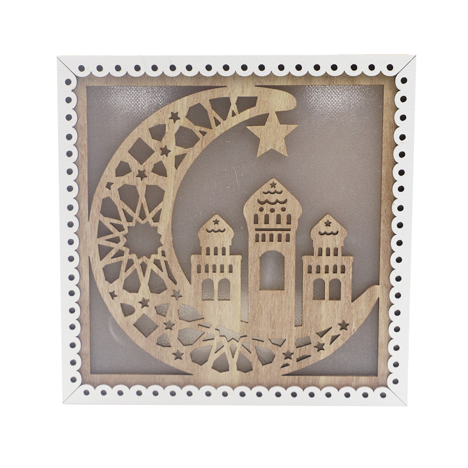 Square Rectangle Wooden LED Lamp, Exquisite Pattern, Battery-Powered ...