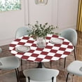 Round Table Cloth with Elastic Fitted Edged, Red White Square Tiles ...