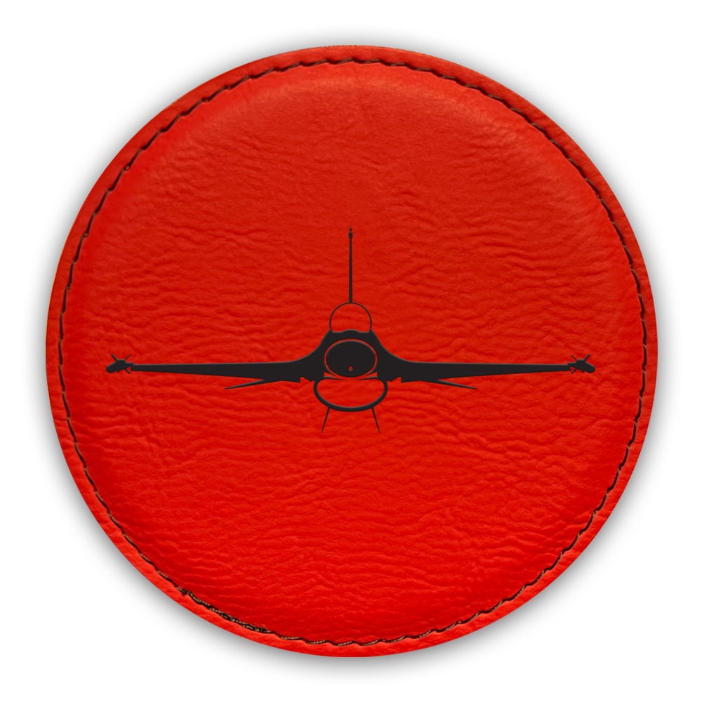 F-16 Fighting Falcon Coaster Laser Engraved Leatherette - Round ...