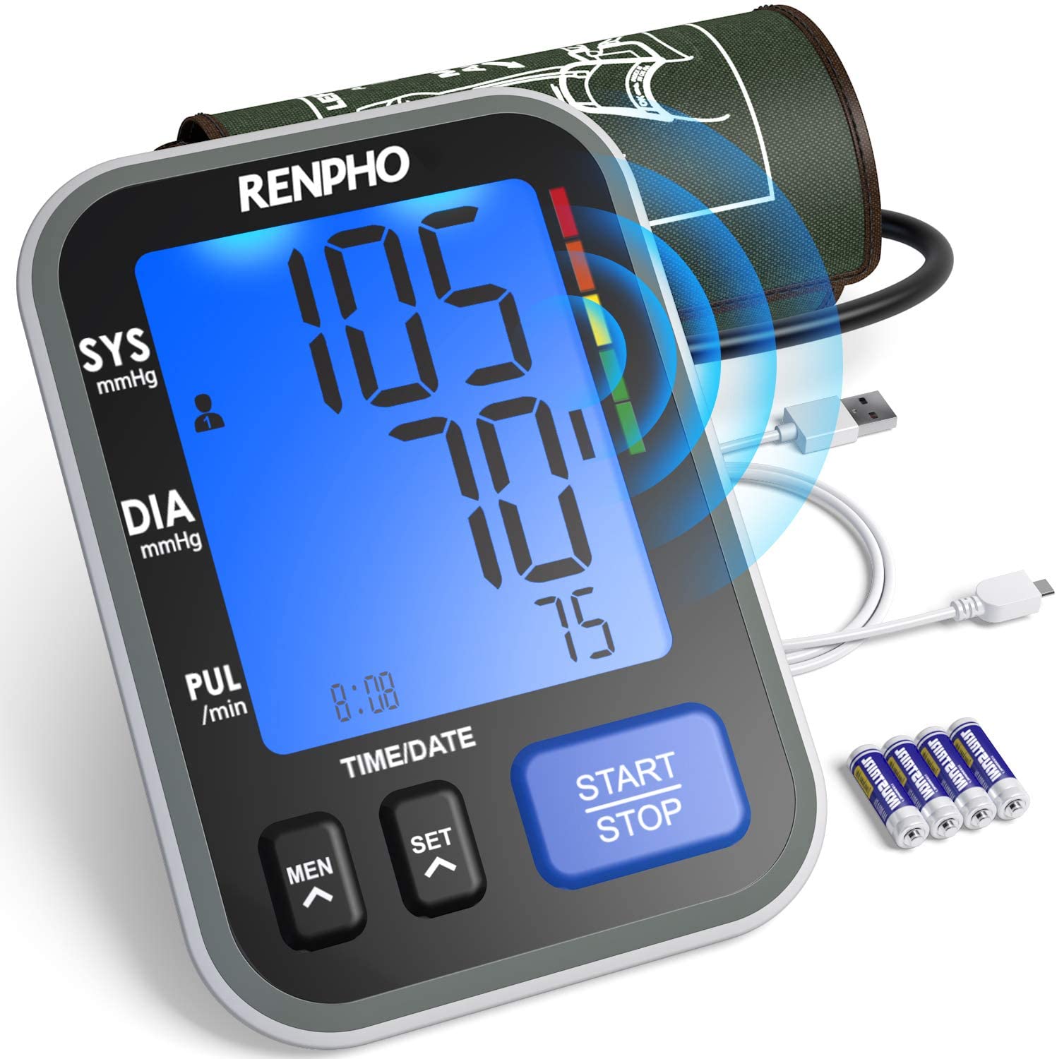 RENPHO Upper Arm Blood Pressure Monitor Blood Pressure Cuff Automatic RENPHO Upper Arm Blood Pressure Monitor Blood Pressure Cuff Automatic